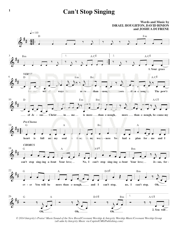 Can't Stop Singing Lead Sheet, Lyrics, & Chords | Covenant Worship ... Can't Stop Singing Lead Sheet, Lyrics, & Chords | Covenant Worship ...
