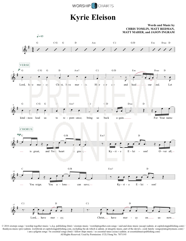 Kyrie Eleison Lead Sheet, Lyrics, & Chords | Chris Tomlin ...